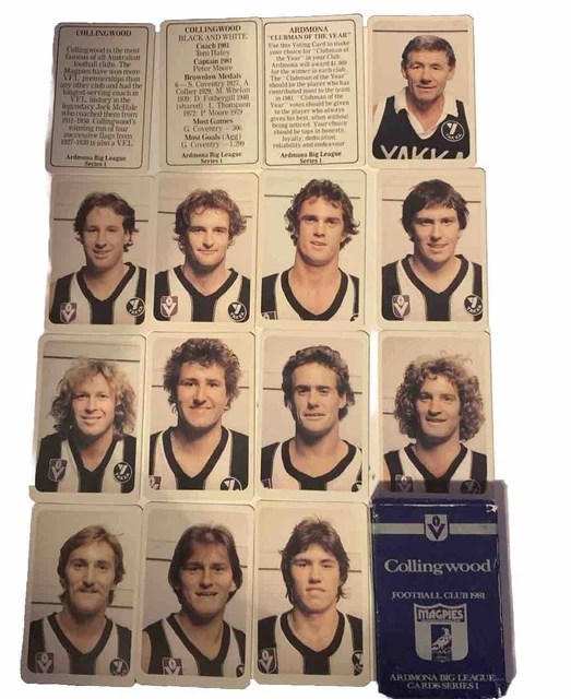 COLLINGWOOD FOOTBALL CLUB 1981 Ardmona Big League Cards Series 1(30 ...