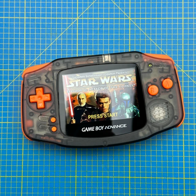 GAMEBOY ADVANCE GBA New IPS V2 Screen New Clear Black Shell + Orange ...