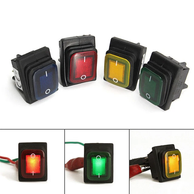 WATERPROOF 4 PIN 12V LED Rocker Toggle Switch Momentary Car Boat Marine ...