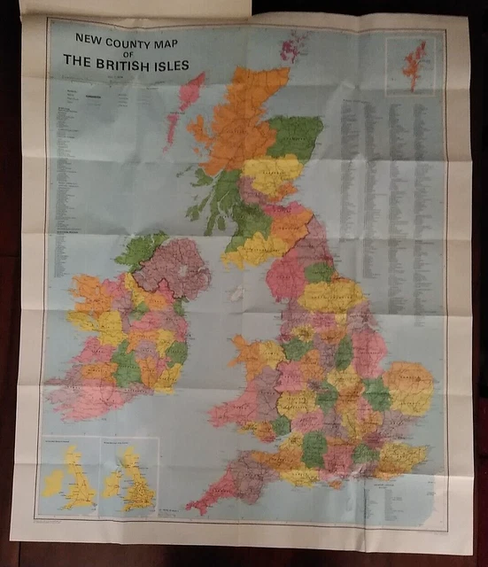 BARTHOLOMEW MAP OF the British Isles Counties Regions & Districts ...