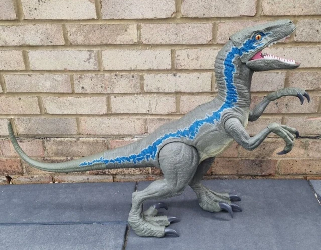 FIGURINE JURASSIC WORLD Super Colossal Blue Velociraptor Mattel 2018 ...