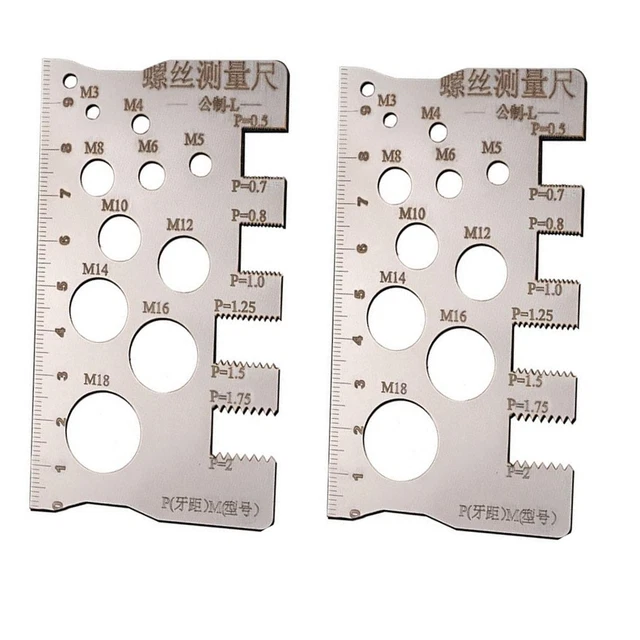 METRIC SCREW THREAD Pitch Ruler Tool 304 Stainless Steel Compact Design ...