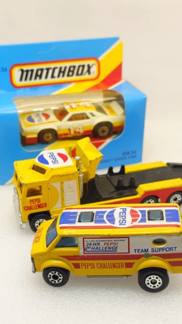 MATCHBOX TEAM PEPSI Convoy TM2 Kenworth Challenger Transport Chevy ...
