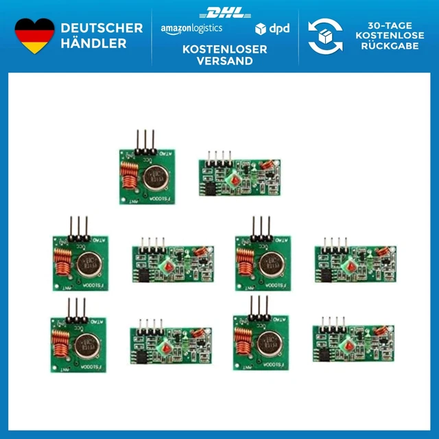 433 MHZ FUNK Empfänger und Transmitter - 5-teiliges Set für Elektronik ...