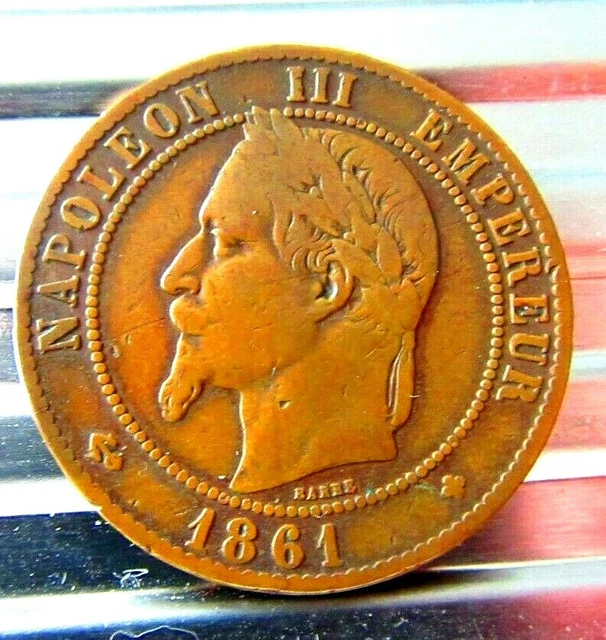 10 CENTIMES 1861 BB NAPOLEON III TÊTE LAUREE BRONZE 10 g // 30mm (TTB ) EUR 26,00 - PicClick FR