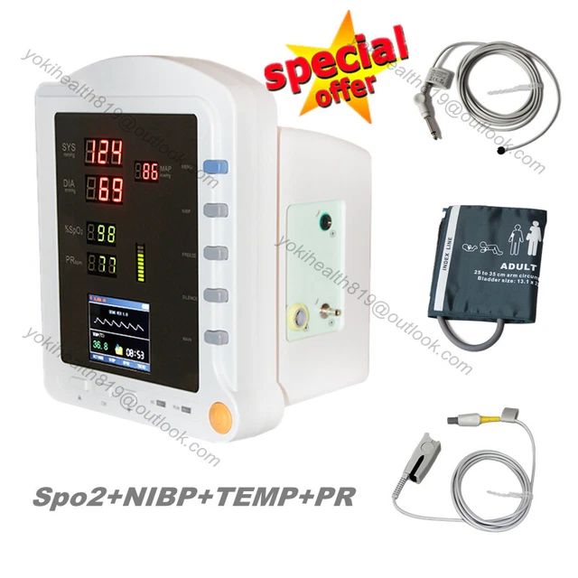 ICU VITAL SIGNS 4-parameter Patient Monitor NIBP SPO2 PR TEMP Digital ...