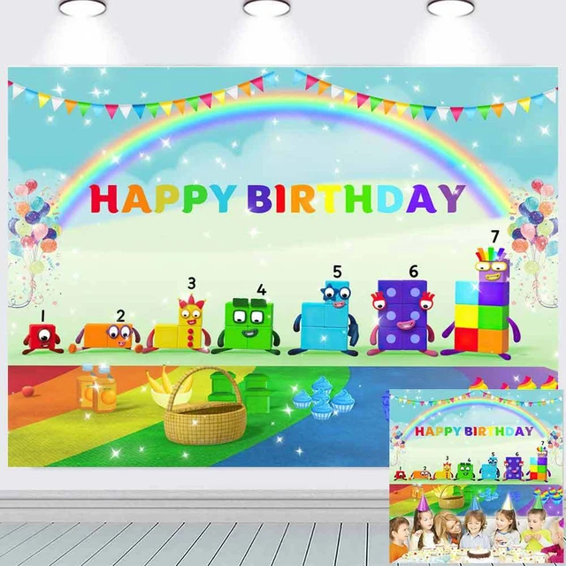NUMBERBLOCKS HAPPY BIRTHDAY Backdrop Banner Poster Vinyl Party Supplies ...
