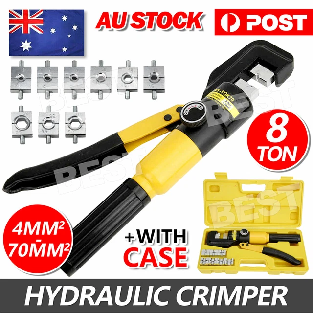 8 TON CRIMPING Kit Hydraulic Crimper Terminal Wire Cable Tube Lug ...