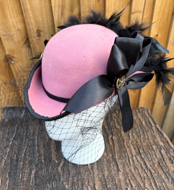 STUNNING BRIDGERTON INSPIRED Pink Tricorn Pirate Hat Renaissance Veil ...