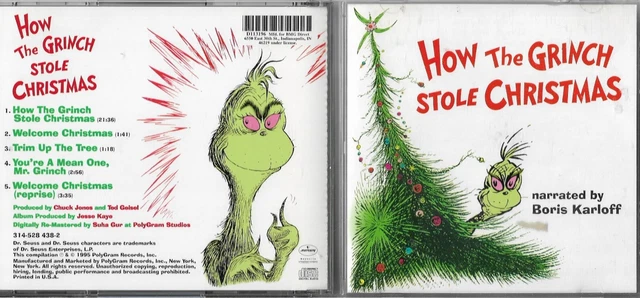 HOW THE GRINCH Stole Christmas Nararted By Boris Karloff CD Album £4.99 ...
