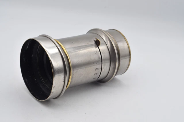 MARION QUICK ACTING Rectilinear Large Format Brass and Nickel Lens. 10. ...