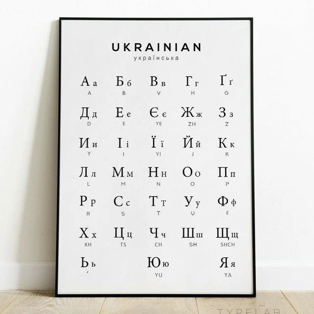 UKRAINIAN ALPHABET PRINT, Ukraine Language Chart Poster, Cyrillic Wall ...