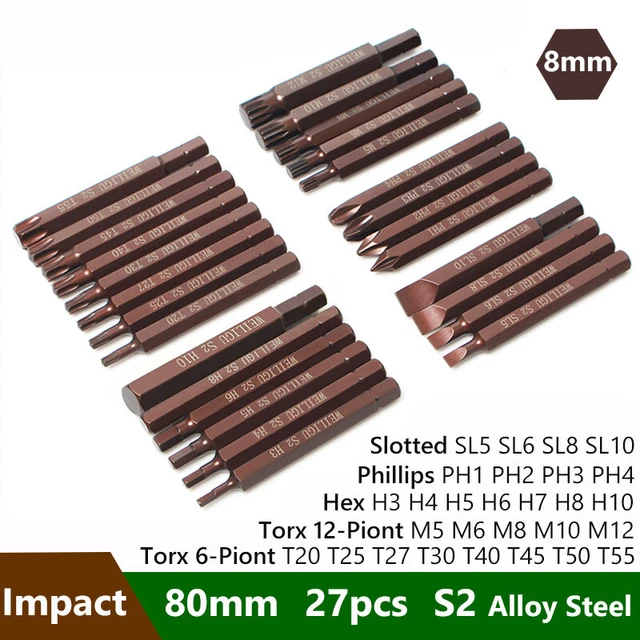 SCREWDRIVER BIT SET Manual Impact Driver Phillips Slotted Torx Hex ...