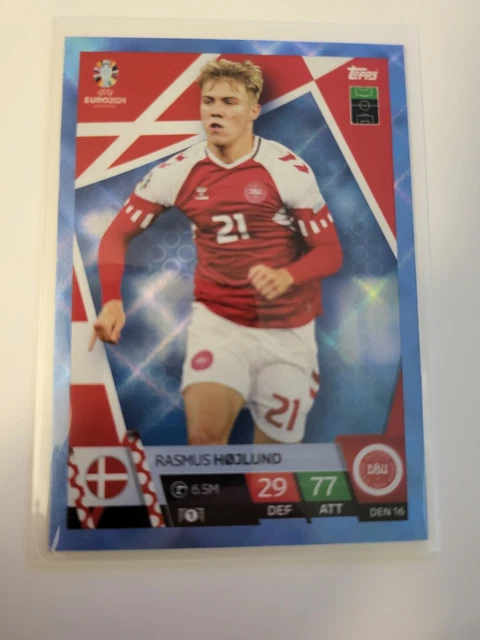 TOPPS UEFA EURO 2024 Match Attax Rasmus Hojlund #DEN16 Basecard Blue ...
