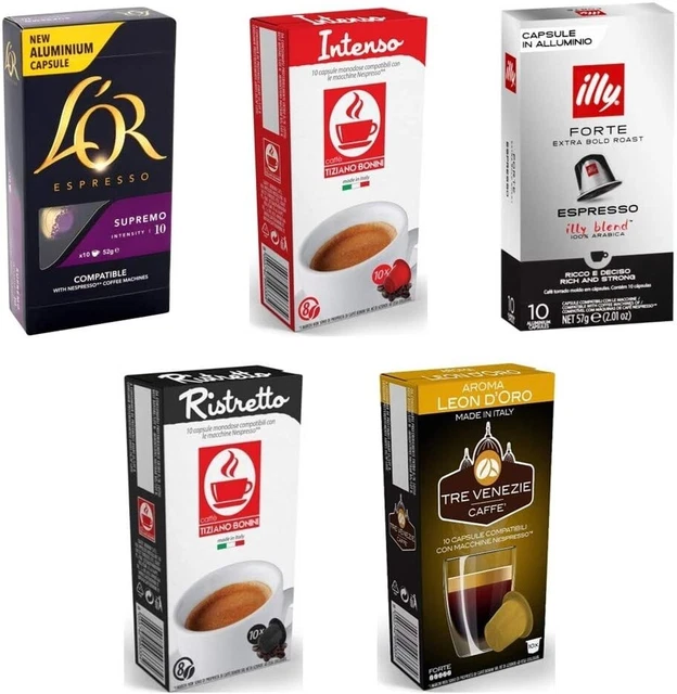 NESPRESSO COMPATIBLE COFFEE Capsules - 50 Intense Multi Brand Variety ...