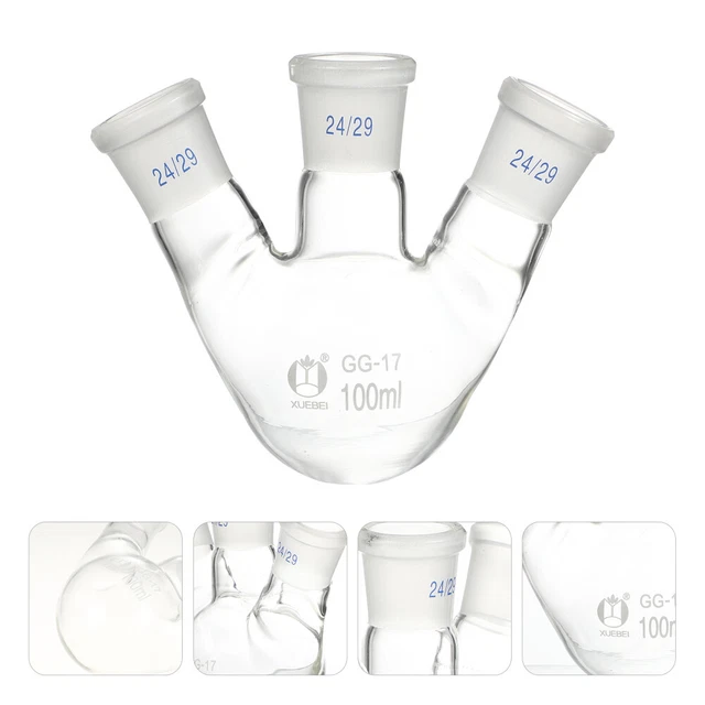 LABORATORY BOILING BOTTLE Three Neck Flask Wall 3 Neck Flask £22.55 - PicClick UK