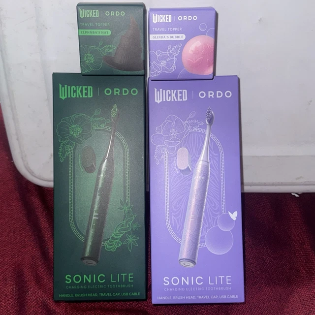 ORDO X WICKED Sonic Lite Elphaba & Glinda Toothbrushes + Toppers Full ...