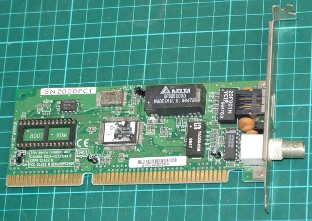 REALTEK RTL8019AS 16-BIT ISA ethernet network card NIC w/ RJ45 & BNC ...