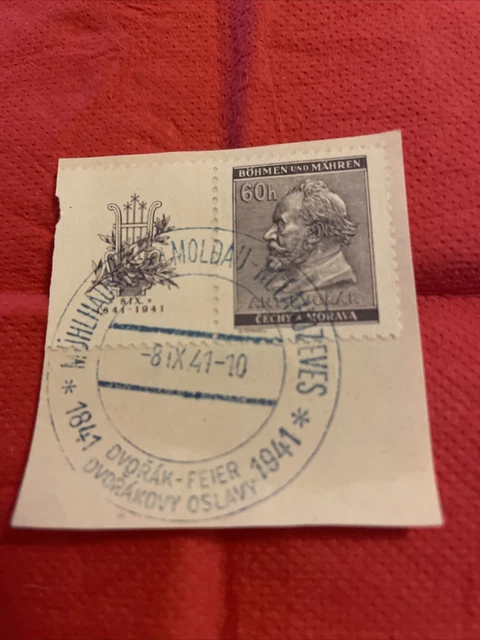 RARE WW2 Czech Dvorak 1941 Occupation Stamp With Special Postmark Stamp ...