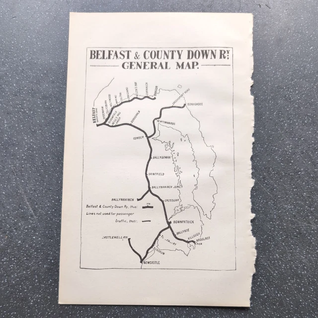ORIGINAL 1923 Railway Map of Belfast and County Down Railway General ...