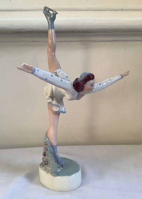 ANTIQUE ART DECO Ice Skating Porcelain Figure JEDLICKA Base Mark For ...