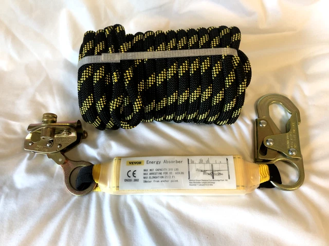 VEVOR VERTICAL LIFELINE ASSEMBLY FALL PROTECTION ROPE 50ft POLYESTER ...