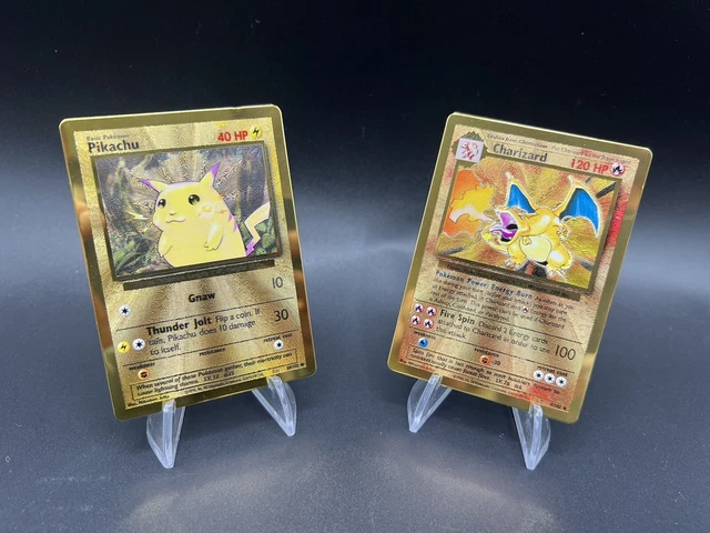 CHARIZARD AND PIKACHU Gold Metal Cards UPC Pokemon 25th Anniversary ...