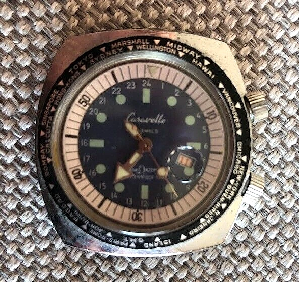 ANTIQUE MECHANICAL DIVING WATCH CARAVEL COMPRESSOR Vintage RARE FRENCH ...