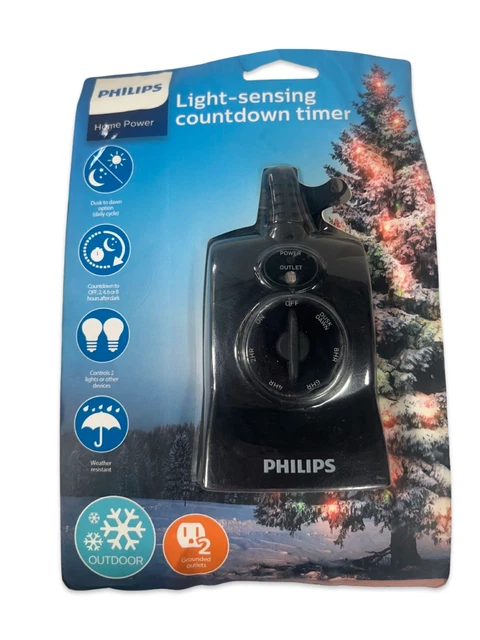 PHILIPS HOME POWER Light-sensing Countdown Timer Weather Resistant NEW ...