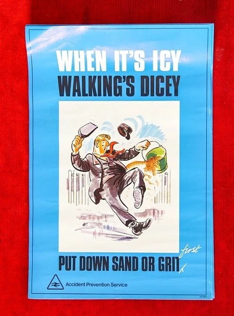 BR ORIGINAL RAILWAY Safety Poster When Its Icy Walkings Dicey Artwork ...