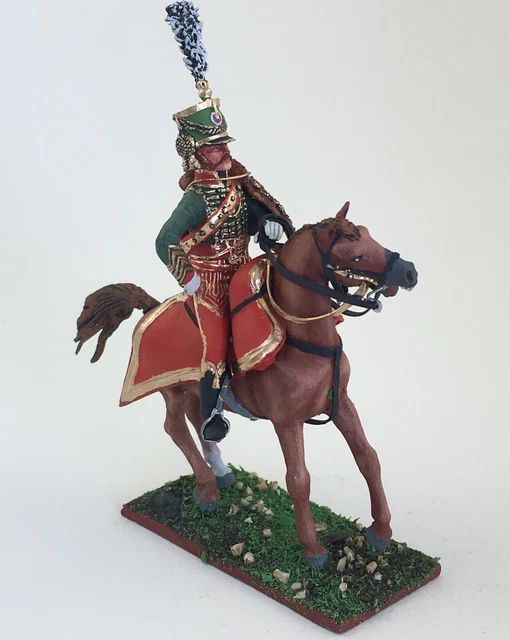 PAINTED NAPOLEONIC COLLECTIBLE figure 1/30, French hussars colonel VID ...