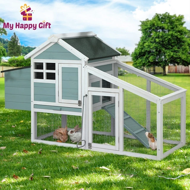 I.PET CHICKEN COOP Rabbit Hutch Large House Run Cage Wooden Outdoor ...