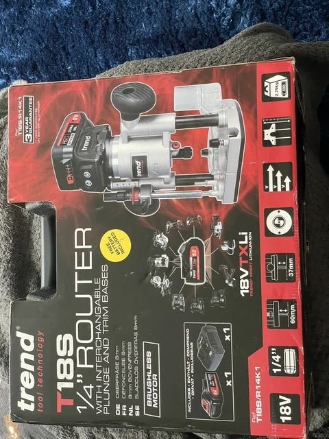 TREND T18S/R14K2 18V 1/4" Cordless Brushless Router Kit £150.00 ...