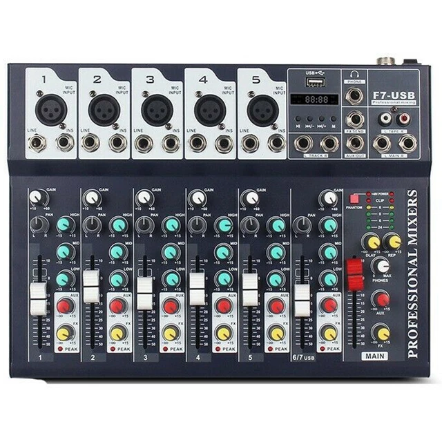 AUDIO MIXER 7 Channel USB Sound Card Interface Console Bluetooth ...