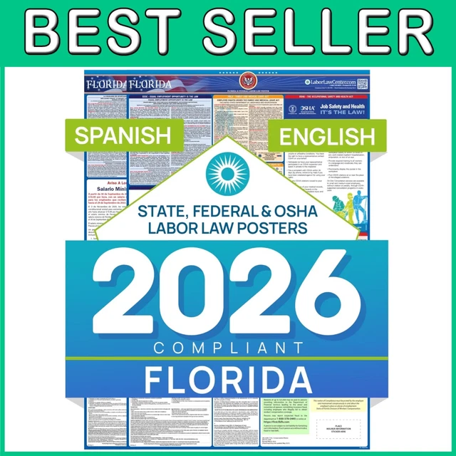 2026 FLORIDA LABOR Law Posters Bundle – English & Spanish £79.04 ...