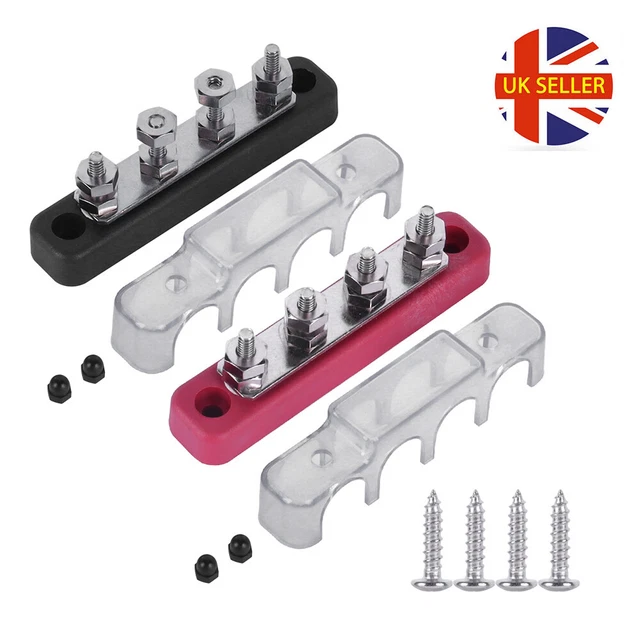 2X POSITIVE NEGATIVE Bus Bar Battery Power Distribution Block 4 x M5 ... 2X POSITIVE NEGATIVE Bus Bar Battery Power Distribution Block 4 x M5 ...