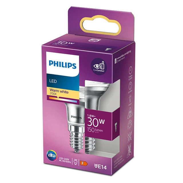 PHILIPS LED LAMPE R39 Glas Reflektor 1,8W = 30W E14 150lm warmweiß ...