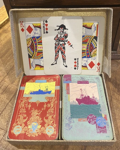VINTAGE THOMAS DE La Rue Ellerman Lines 1930’s Double Pack Of Playing ...