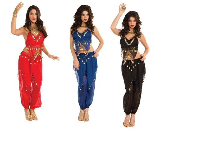 Sexy Genie Costume Adult Pink Harem Girl Halloween Fancy Dress Extra
