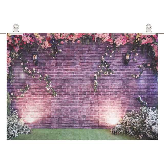 7X5FT FLOWERS WALL Photography Backdrops Brick Backdrop Spring ...
