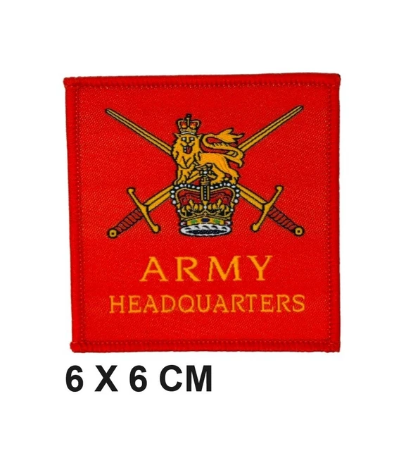 BRITISH ARMY HEADQUARTERS Royal Crown Lion Cross Sword Embroidered ...