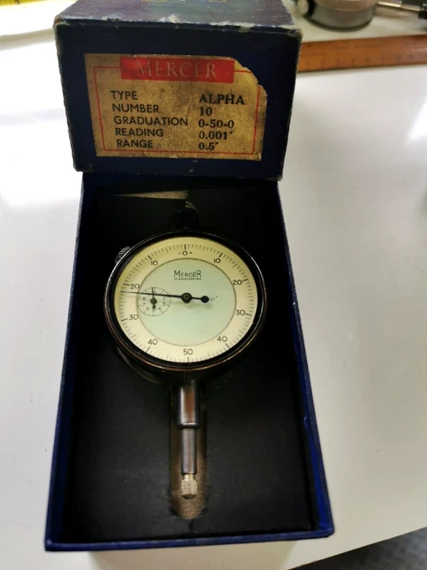 VINTAGE MERCER DIAL Gauge Alpha No.10 Reading 001" in Original Box £10. ...