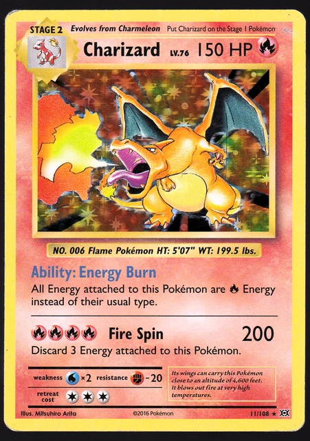 CHARIZARD 11/108 XY Evolutions Holo 2016 Pokemon TCG Card MP $89.99 ...