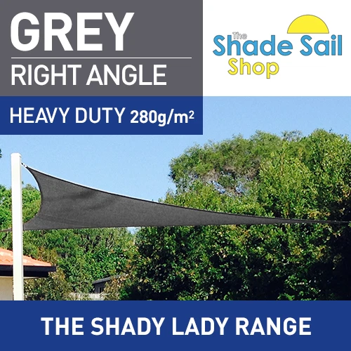 RIGHT ANGLE GREY 3m X 5m X 5.8m Sun Shade Sail Heavy Duty 280GSM 3X5X5 ...