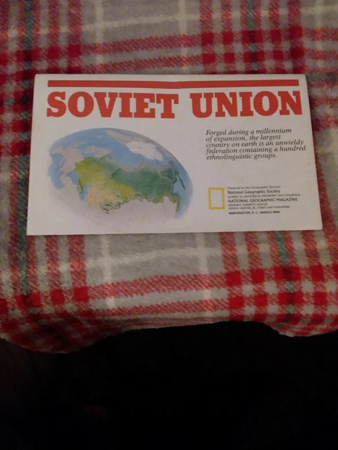 NATIONAL GEOGRAPHIC MAGAZINE March 1990 Map/Poster Soviet Union Russia ...