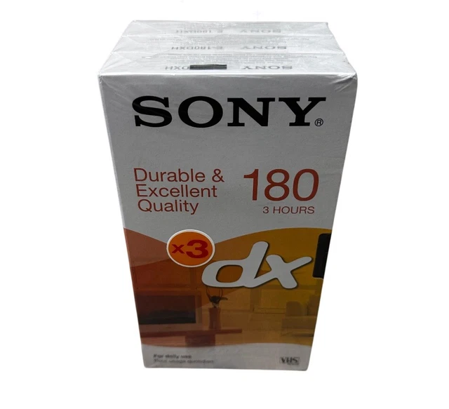 SONY DX 180 Blank VHS Tapes x 3 New & Sealed 3 Hours Vintage $25.00 ...