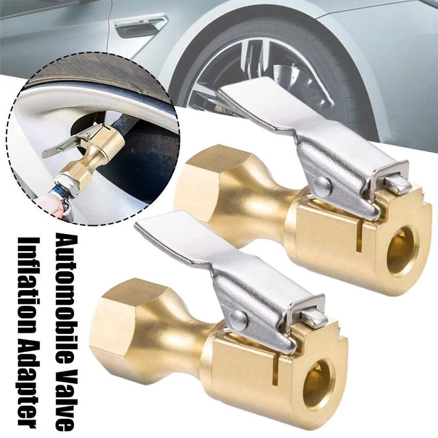 2PCS CAR TIRE AirChuck Inflator Pump Valve Connector Clip on Adapters ...