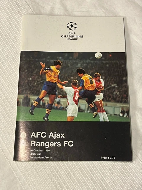 1996 MEN'S FOOTBALL programme Champions League AFC Ajax v Rangers £5.45 ...
