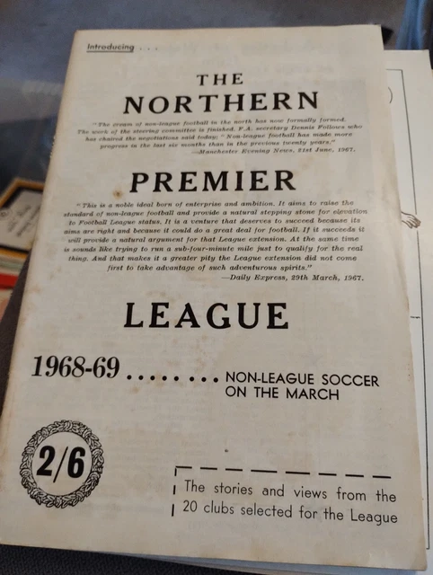 THE NORTHERN PREMIER League handbook 1968/69 first ever season £8.65 ...