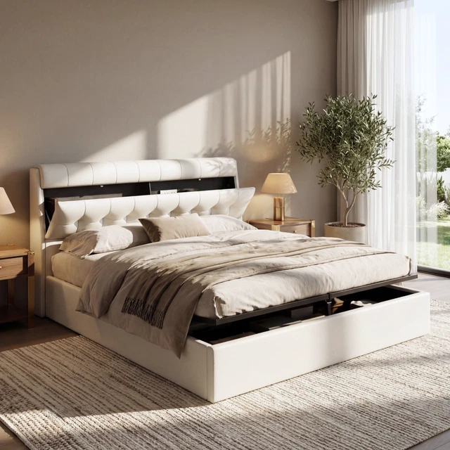 150*200(5FT), KING HYDRAULIC Bed,Headboard Storage,Bed Box Storage ...